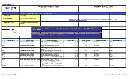 Current Price List (PDF) - Peppm
