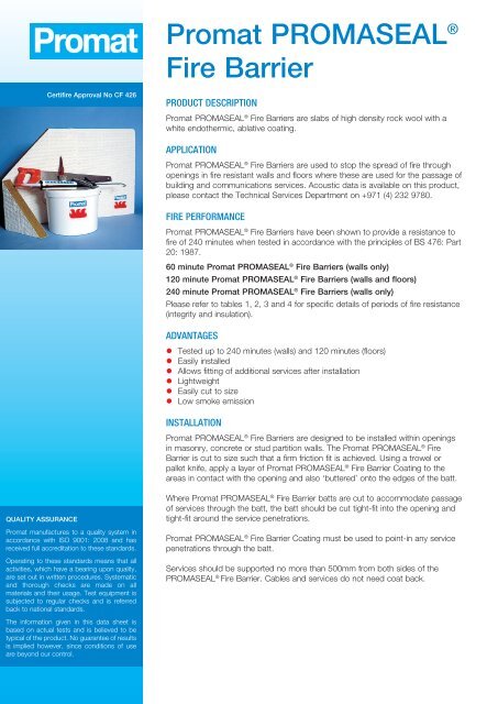 Promat PROMASEALÂ® Fire Barrier