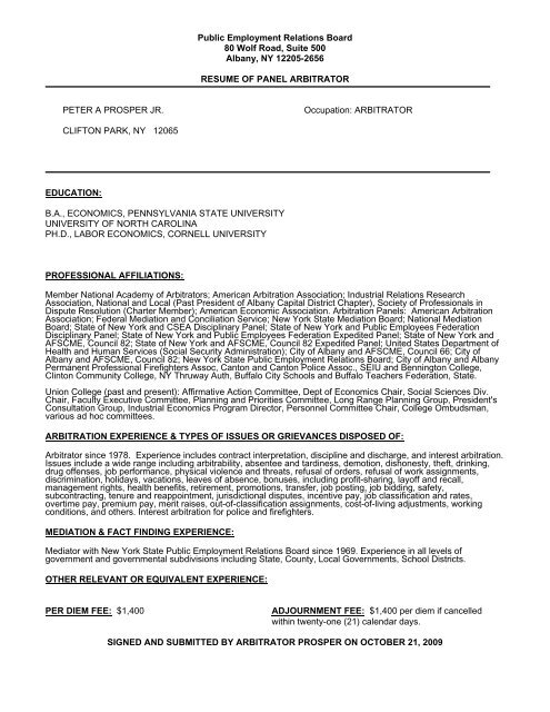 Peter Prosper Jr. - NYS Public Employment Relations Board (PERB ...