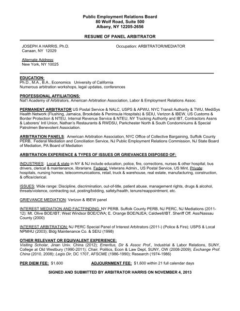 Joseph Harris - NYS Public Employment Relations Board (PERB ...