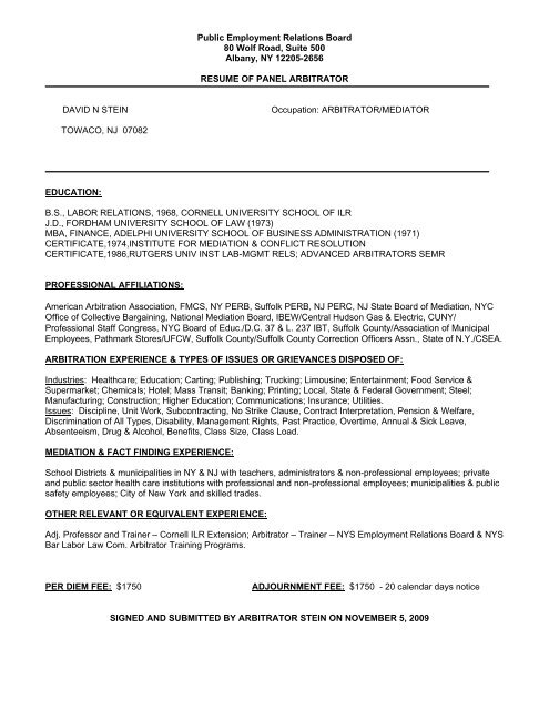 David Stein - NYS Public Employment Relations Board (PERB ...