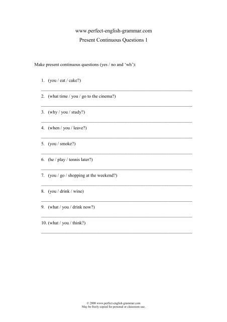 Wh Questions Present Continuous English Esl Worksheets Wh Questions Present Continuous English Esl Worksheets