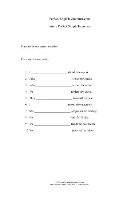 Future Perfect Negative - Perfect English Grammar