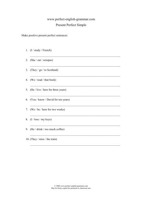 Present Perfect Positive - Perfect English Grammar