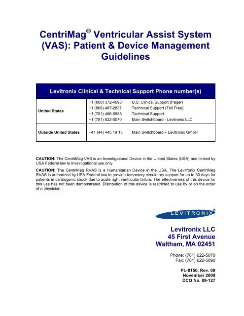 CentriMag Ventricular Assist System (VAS): Patient ... - Perfusion.com