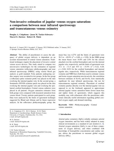 Non-invasive estimation of jugular venous oxygen ... - Springer