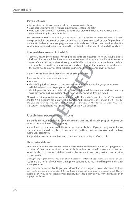 Antenatal care They do no