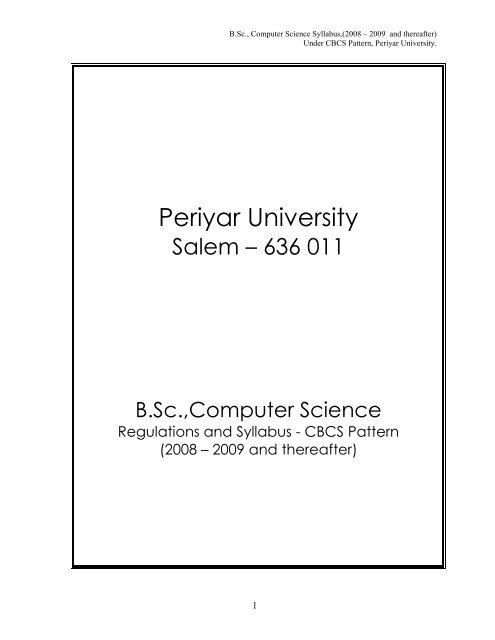 B.Sc. Computer Science - Periyar University