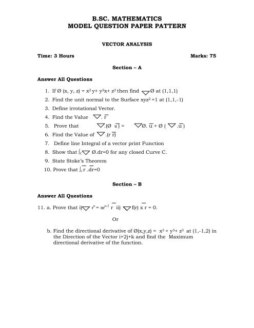 Model Question Papers - Periyar University