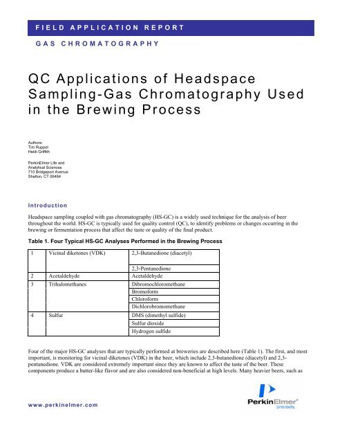 Qc Applications Of Headspace Sampling Gas Chromatography
