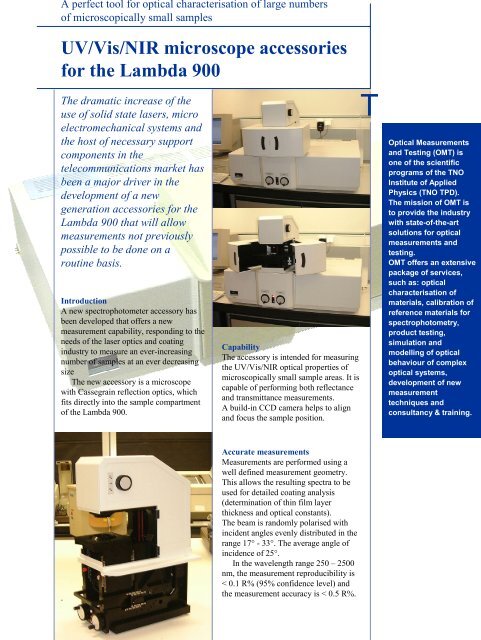 UV/Vis/NIR microscope accessories for the Lambda 900