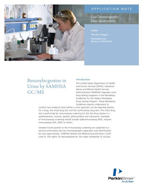 Benzoylecgonine in Urine by SAMHSA GC/MS - PerkinElmer