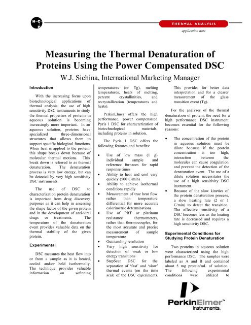 Measuring the Thermal Denaturation of Proteins ... - PerkinElmer