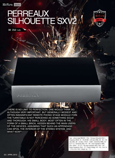 Review : Perreaux Silhouette SXV2 Phono Preamplifier : hi-fi.ru