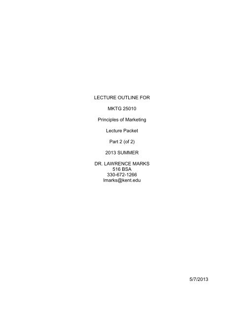 Lecture Outline Part 2 in PDF Format - Personal.kent.edu