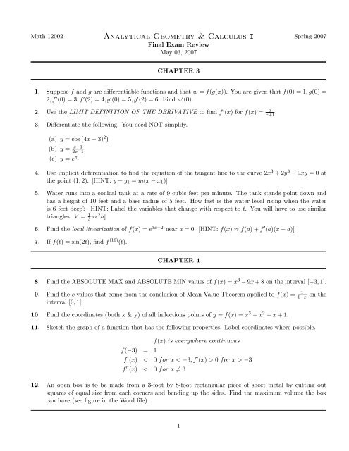 Analytical Geometry Calculus - Personal.kent.edu