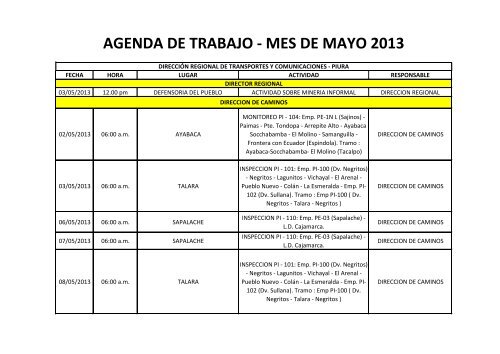 Agenda de Actividades y/o Eventos