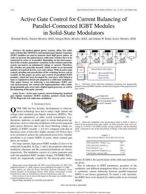 Active Gate Control For Current Balancing Of Parallel Connected