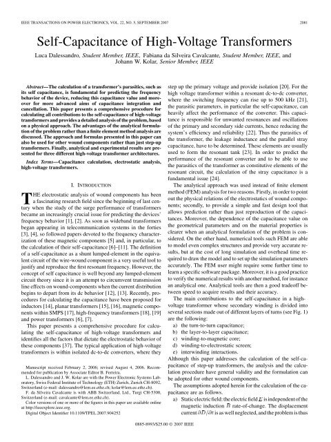 Self-Capacitance of High-Voltage Transformers - Power Electronics ...