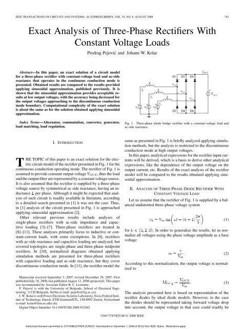 Exact Analysis of Three-Phase Rectifiers With Constant Voltage Loads