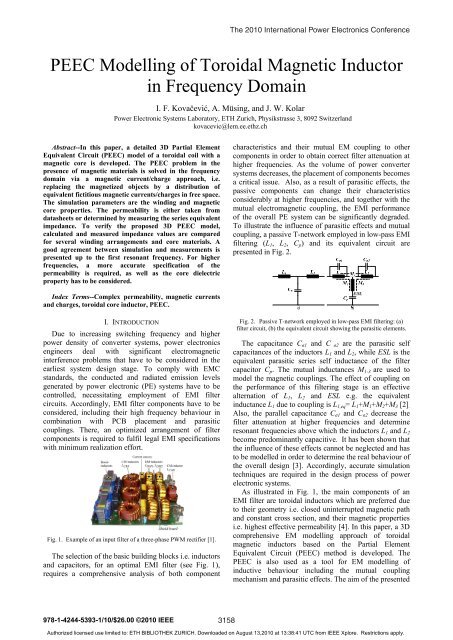 PEEC Modelling of Toroidal Magnetic Inductor in Frequency Domain