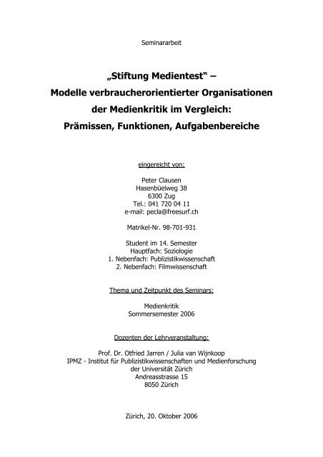 Medienkritik - Peter Clausen