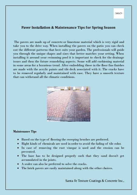 Paver Installation and Maintenance Tips for Spring Season