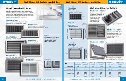 Wall Mount A/C Registers