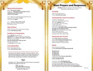 mass prayers and responses - The Catholic Diocese of Raleigh
