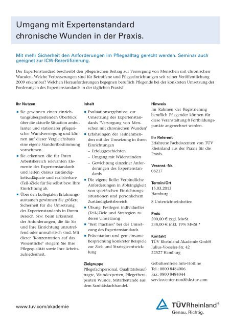 Umgang mit Expertenstandard chronische Wunden ... - Pflegeseminar