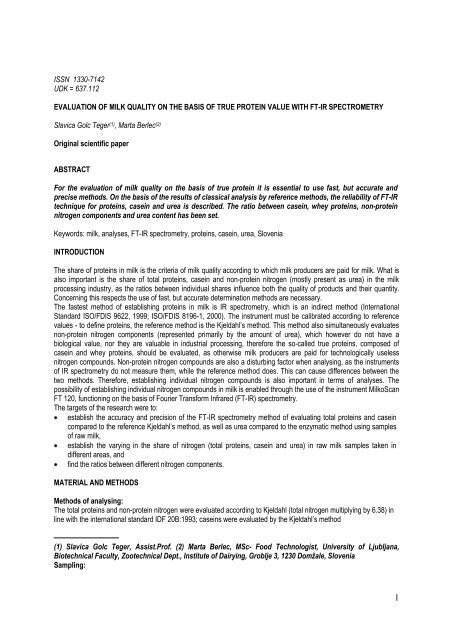 evaluation of milk quality on the basis of true protein value