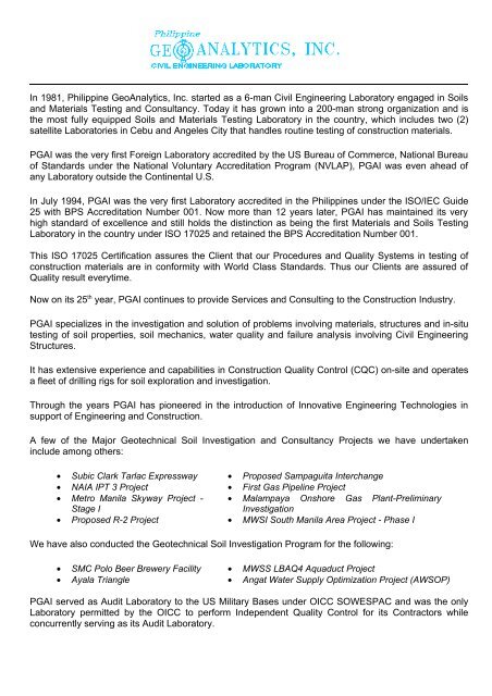 NON DESTRUCTIVE TESTING LABORATORY, Inc - Pgatech.com.ph