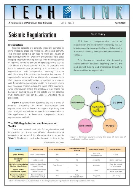 Seismic Regularization - PGS