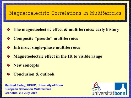 The magnetoelectric effect & multiferroics