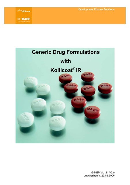 Generic Drug Formulations with Kollicoat IR - Pharma Ingredients ...