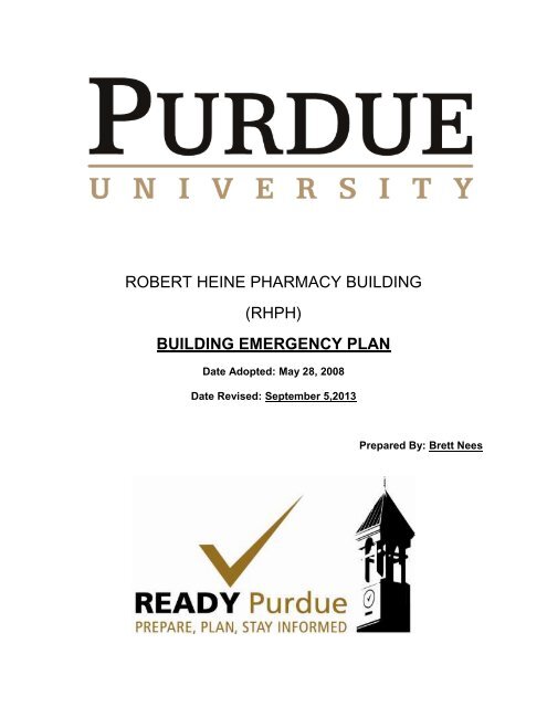 RHPH Building Emergency Plan - Purdue College of Pharmacy ...