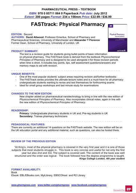 FASTtrack: Physical Pharmacy - Pharmaceutical Press