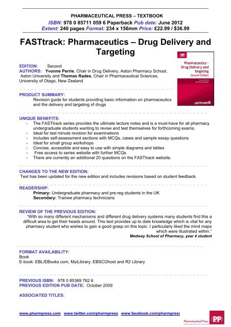 FASTtrack: Pharmaceutics â Drug Delivery and Targeting