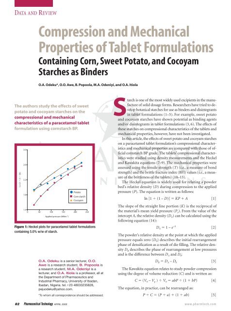Compression and Mechanical Properties of Tablet Formulations