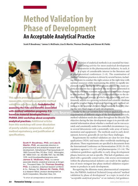 Method Validation by Phase of Development - Pharmaceutical ...