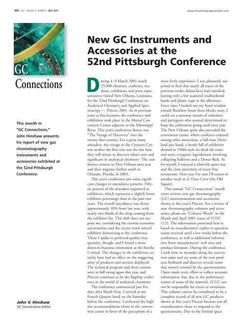 New GC Instruments and Accessories at the 52nd Pittsburgh ...