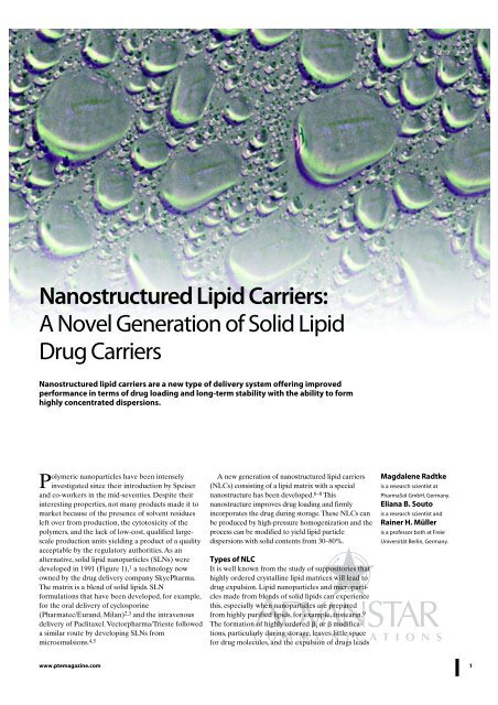 Nanostructured Lipid Carriers - Pharmaceutical Technology