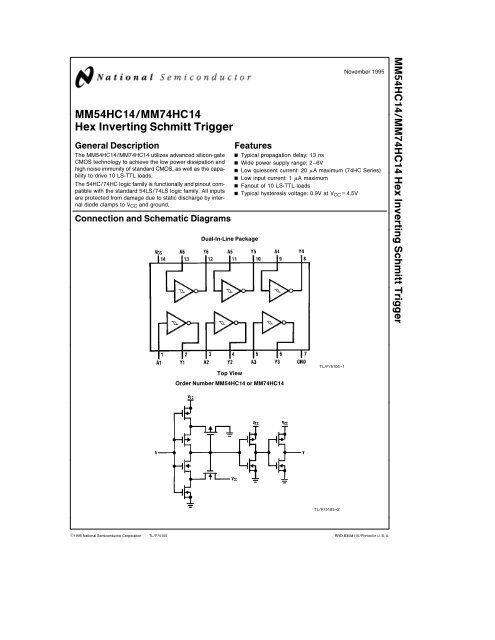 MM74HC14 Hex Inverting Schmitt Trigger