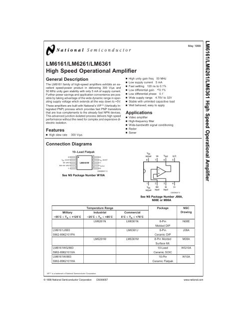 LM6161/LM6261/LM6361 High Speed Operational Amplifier
