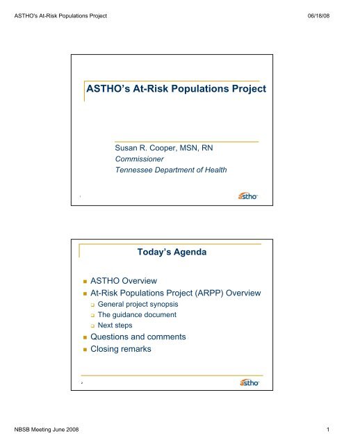 ASTHO's At-Risk Populations Project - PHE Home