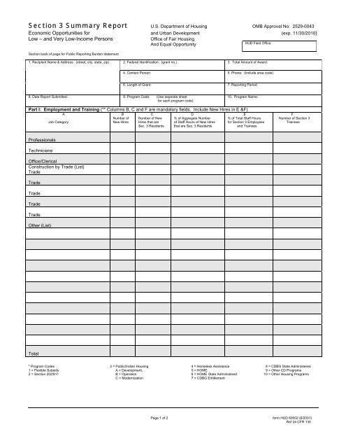 25 Section 3 Summary Report (HUD 60002)