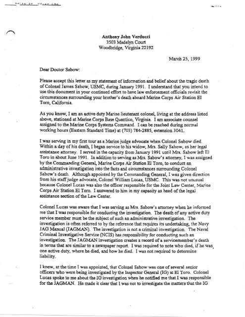 Anthony John Verducci 3503ldedclyn Court Woodbridgq Vkgioia 2 ...