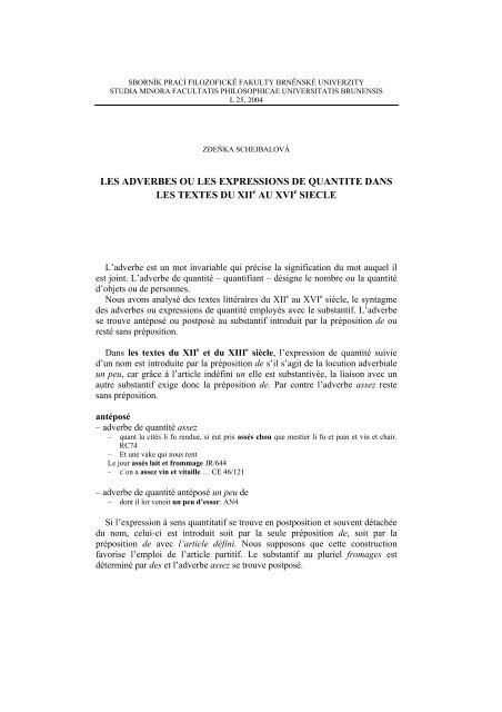 LES ADVERBES OU LES EXPRESSIONS DE QUANTITE DANS ...