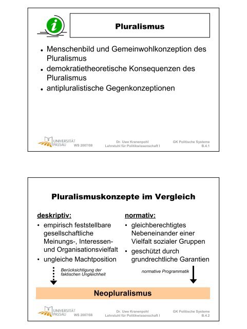 Pluralismus Menschenbild und Gemeinwohlkonzeption des ...