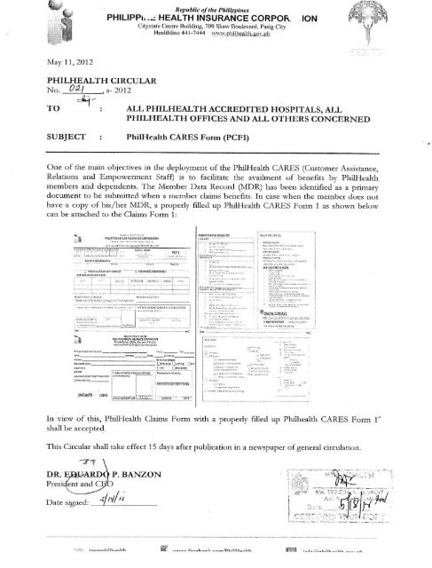 PhilHealth CARES Form - Philippine Health Insurance Corporation